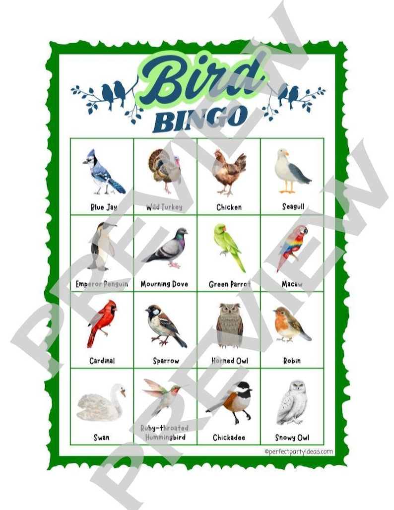 Bird Bingo Game | Animal & Nature Bingo | Printable 20-card Game ...