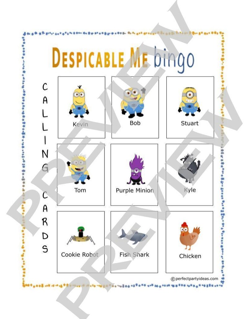 Despicable Me Bingo Game | Printable 20-card Game | Instant Digital ...