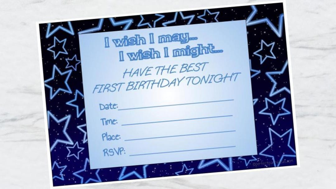 Neon Starry Night 1st Birthday Invitation - Etsy