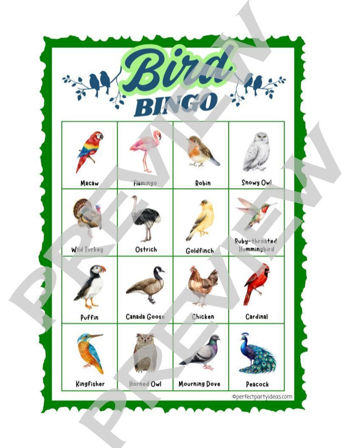 Bird Bingo Game | Animal & Nature Bingo | Printable 20-card Game ...