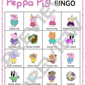 Peppa Pig Bingo Game | Printable 20-card Game | Instant Digital ...