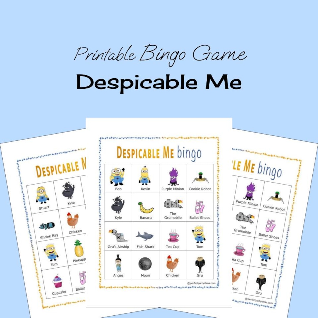 Despicable Me Bingo Game | Printable 20-card Game | Instant Digital ...