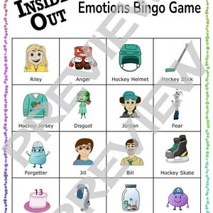 Inside Out Emotions Bingo Game | Printable 20-card Game | Instant ...