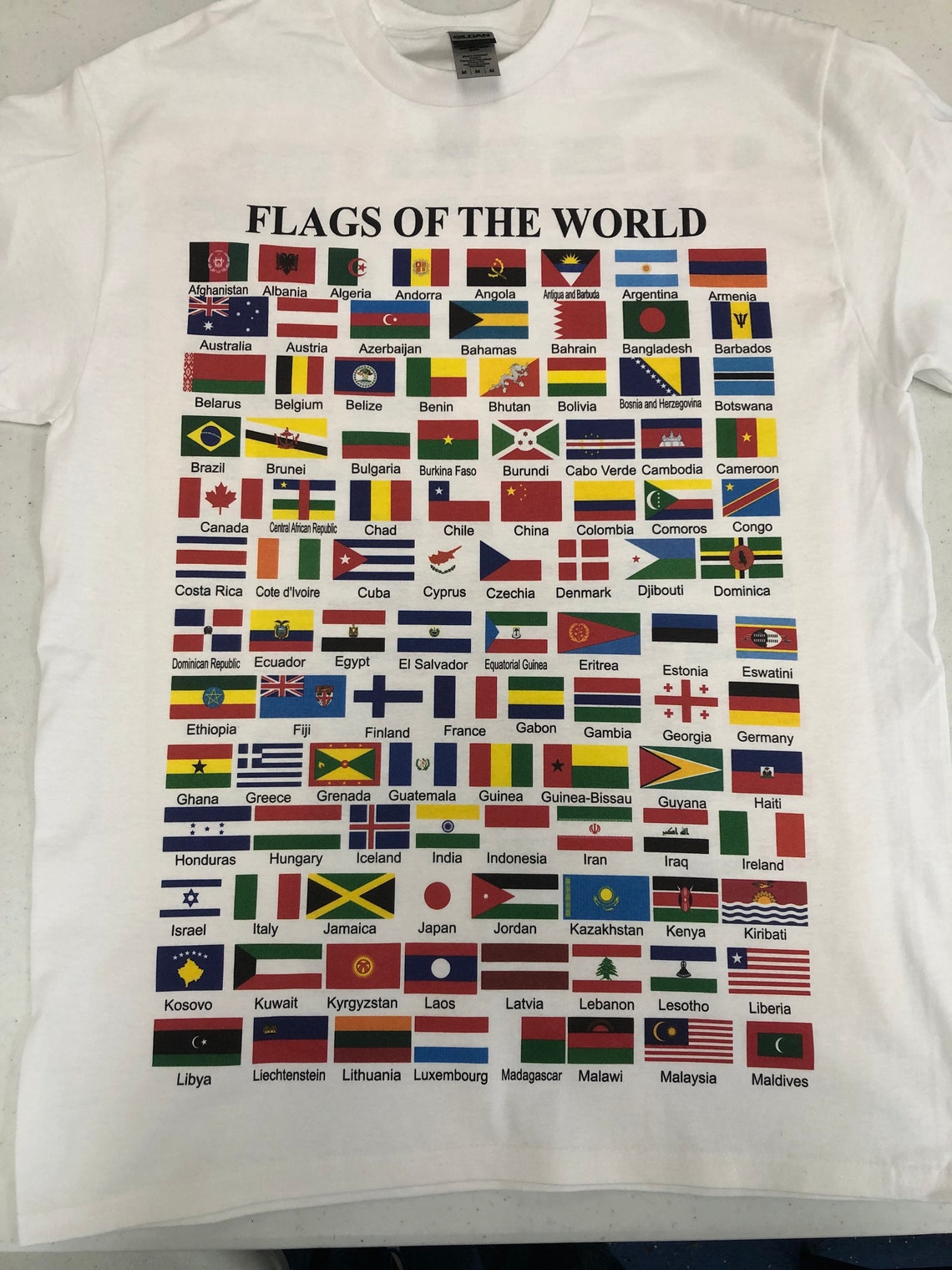 Flags of the World Shirt. This Shirt Includes All 195 Country Flags and ...
