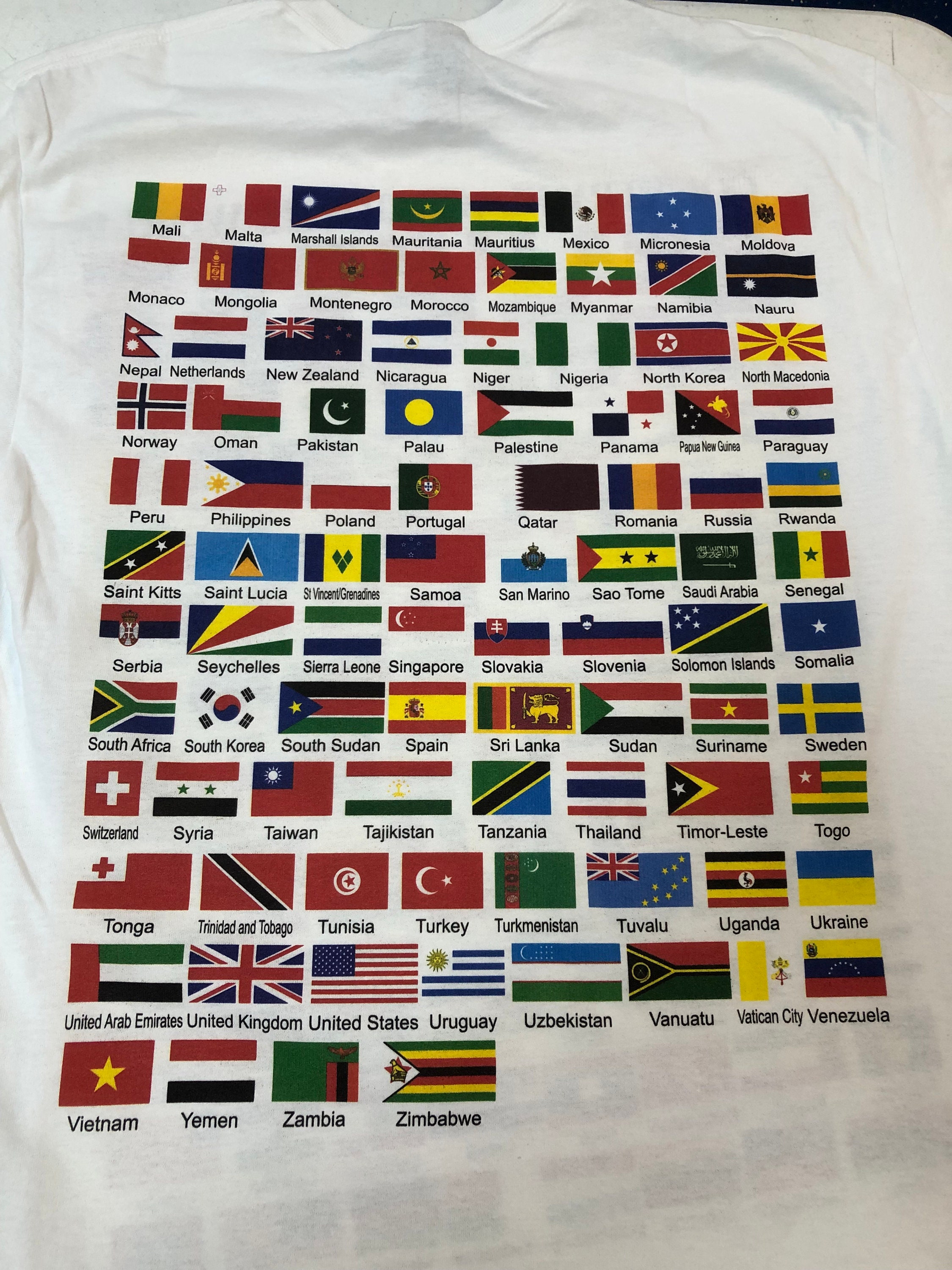 Flags of the World Shirt. This Shirt Includes All 195 Country Flags and ...