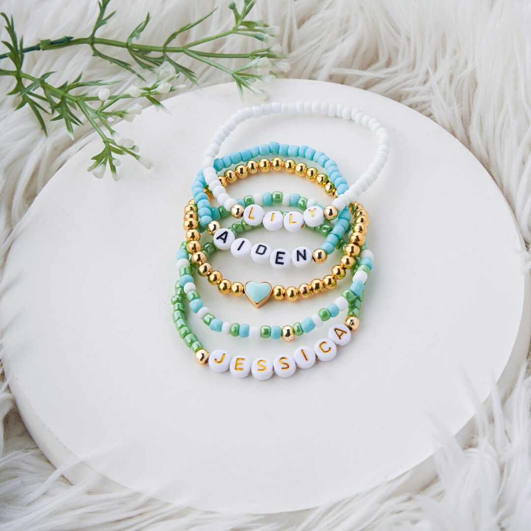 Personalized Name Custom Beaded Bracelet I Friendship Bracelet I Girls ...