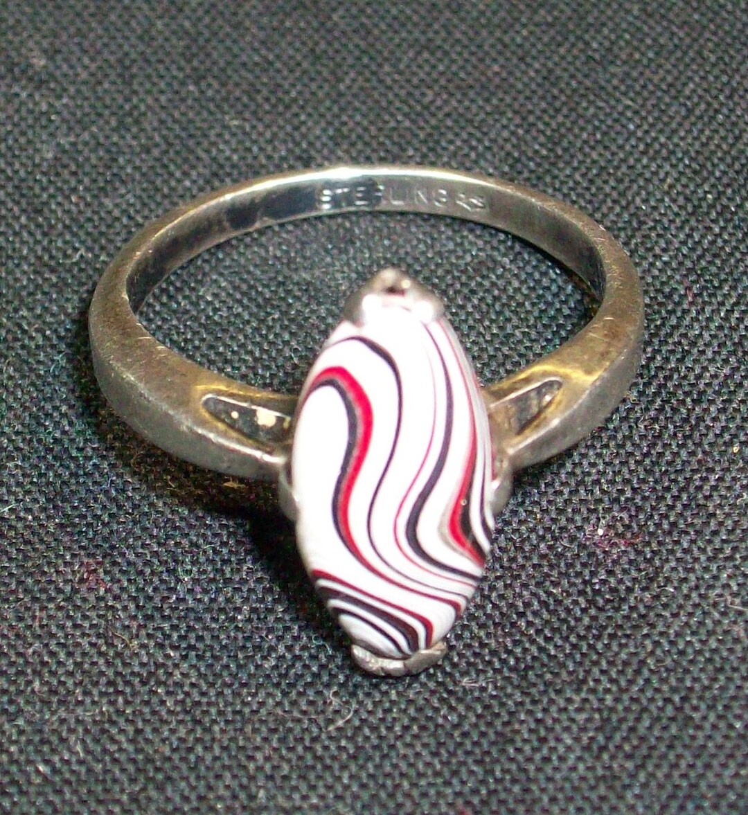 Colorful Detroit Motor-city Agate Fordite Set in a Minimalist, Sterling ...