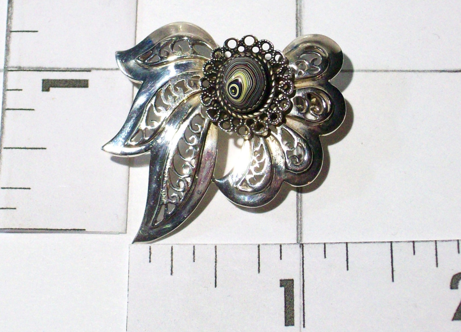 Vintage Sterling Silver Brooch Pin 925 With Original Fordite - Etsy