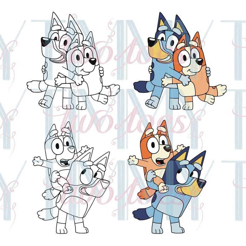 Bluey & Bingo Set Vector/transparent Files for Laser Machine, Cricut ...