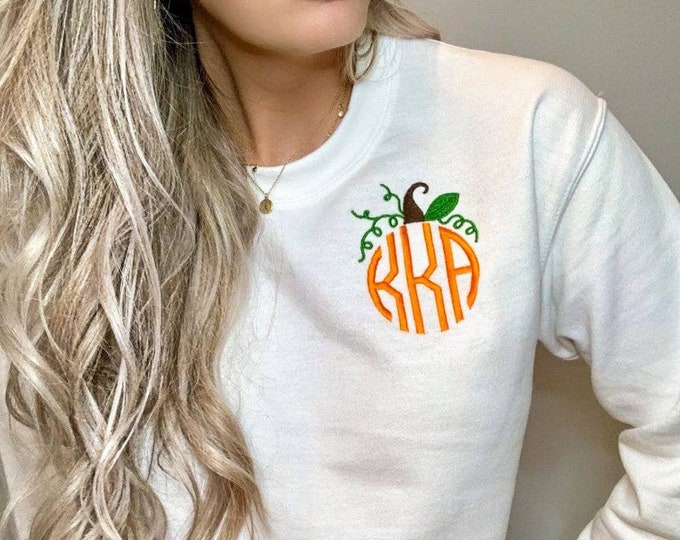 Pumpkin Sweatshirt, Fall Pullover, Embroidered Shirt, Crewneck ...