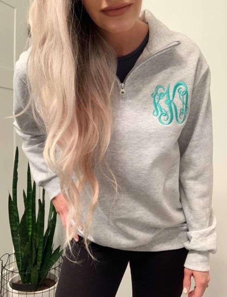 Monogram Sweatshirt Monogram Quarter Zip Pullover - Etsy