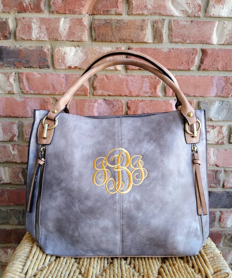 Monogram Distressed Purse Vegan Leather Slouchy Shoulder | Etsy