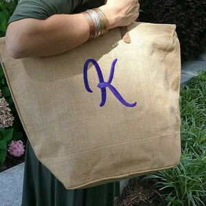 Monogrammed Large Jute Tote - Monogram Jute Bag - Bridesmaid Gift ...