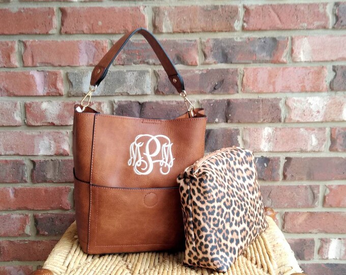 2 in 1 - Monogram Purse - Vegan Leather Slouchy Shoulder Purse ...