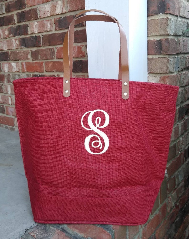 Monogrammed Large Jute Tote Monogram Jute Bag Bridesmaid | Etsy