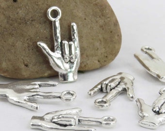 Hand Symbol Charm | Etsy