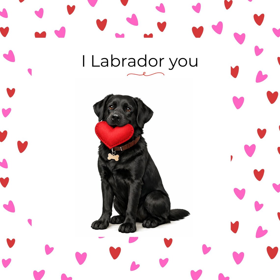 Black Labrador Valentine’s Day Card – Cute Dog With Heart - Etsy