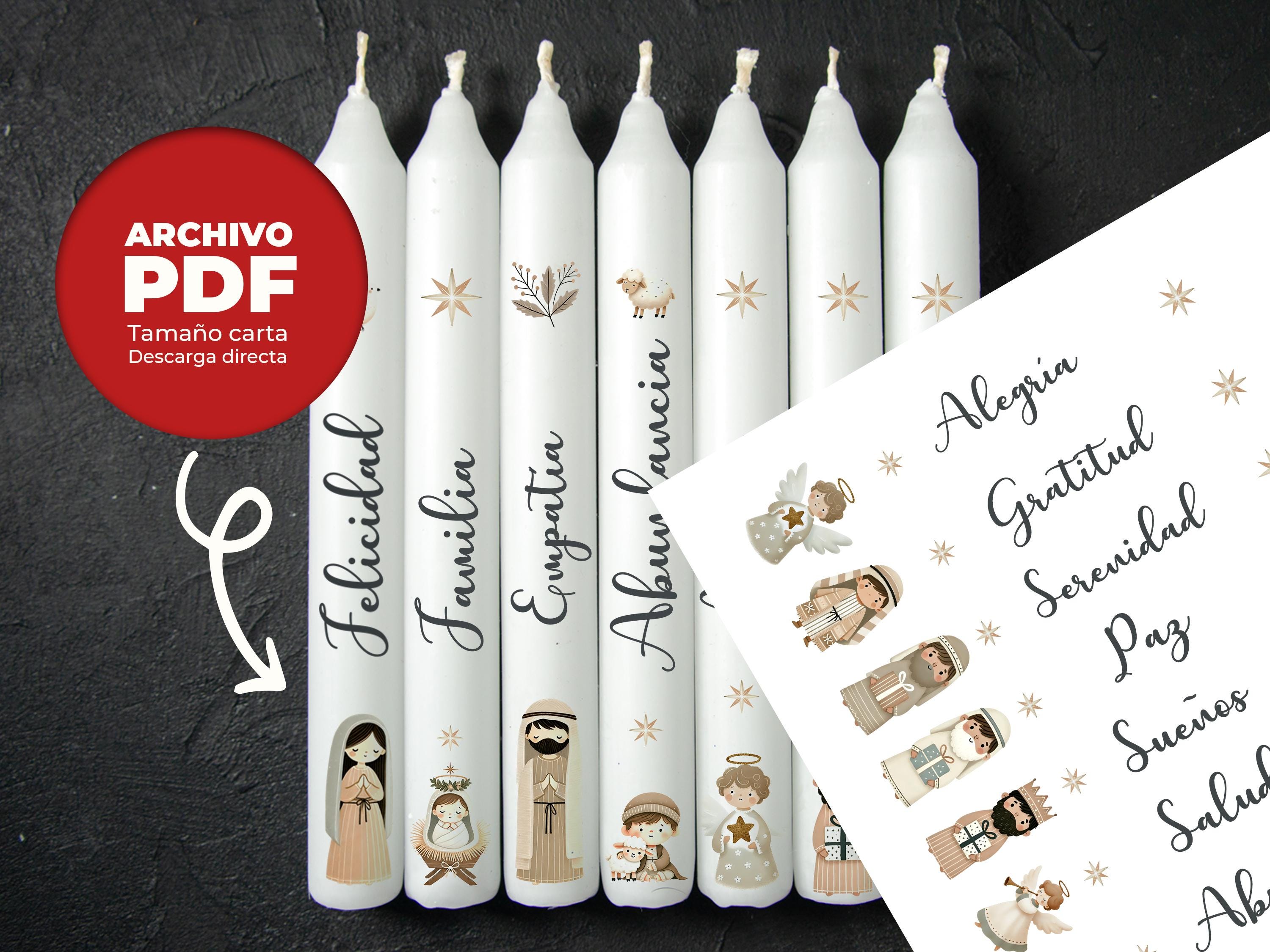 Plantilla PDF velas - Pegatinas para velas - Diseño para impresión ...