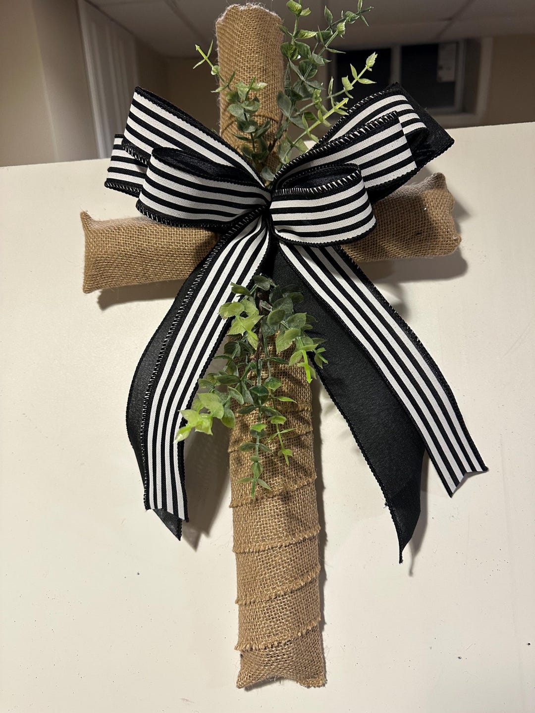 Burlap Wire Frame Cross, Easter Cross, Everyday Cross for Home ...