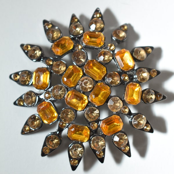 Amber Rhinestone Pin - Etsy