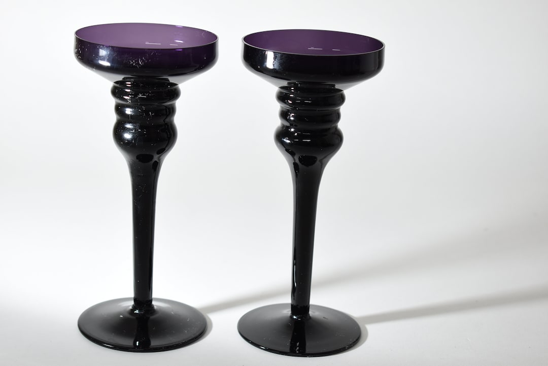 Dark Purple Candlestick Holders Centerpiece, Purple Candle Sticks ...