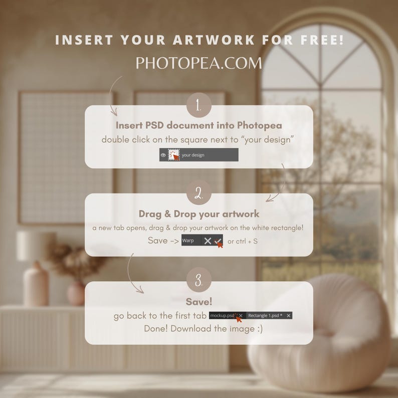 Scandinavian Style Frame Mockup | Smart Object Digital PSD | Warm ...
