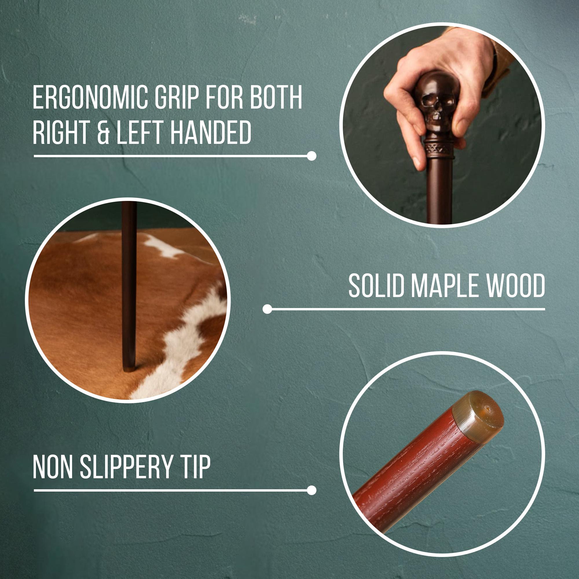 Skull Cane Men Walking Cane Carved Wooden Stick Gothic Cane Fashionable ...