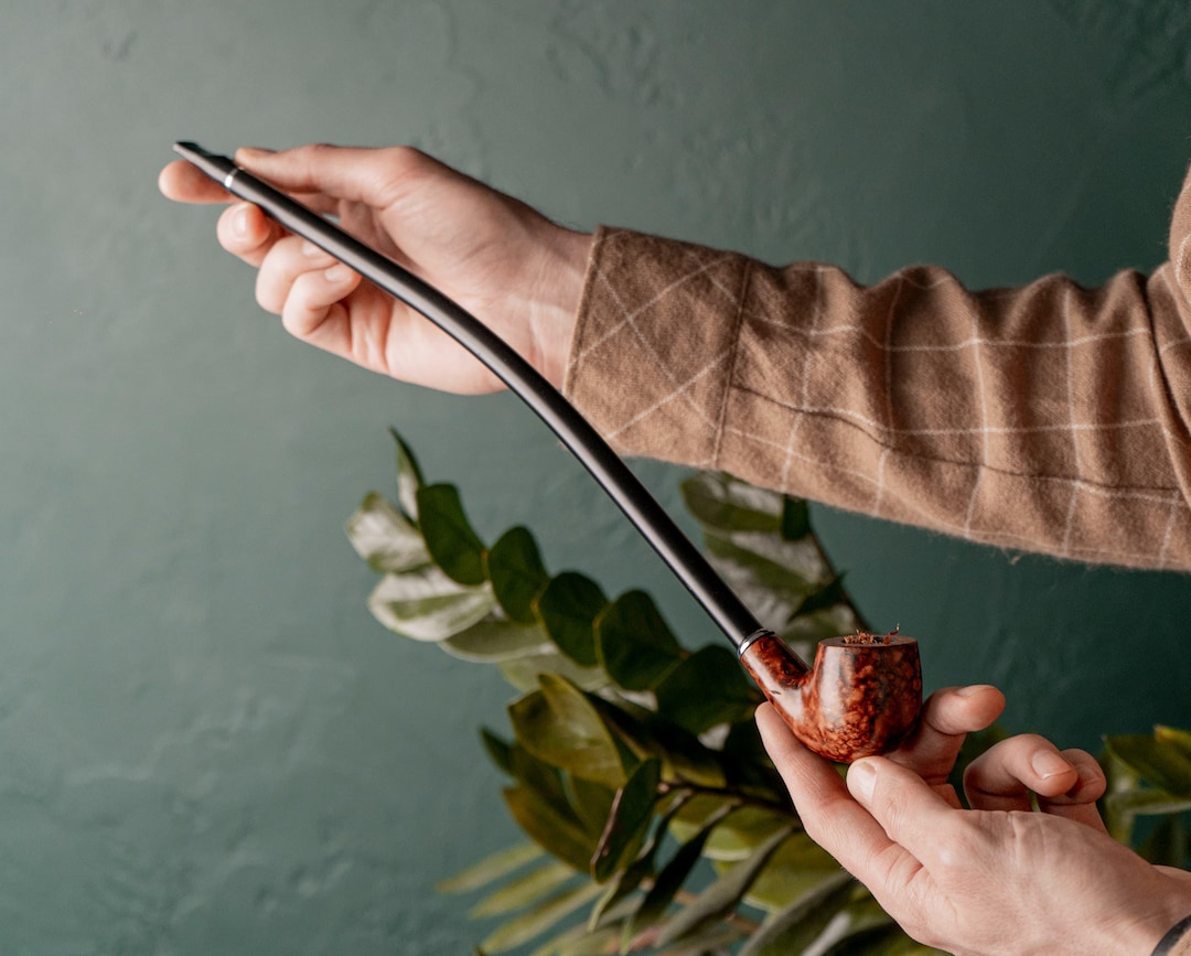 Long Pipes for Smoking, Curved Tobacco Pipe, Handcrafted Wooden Pipe ...