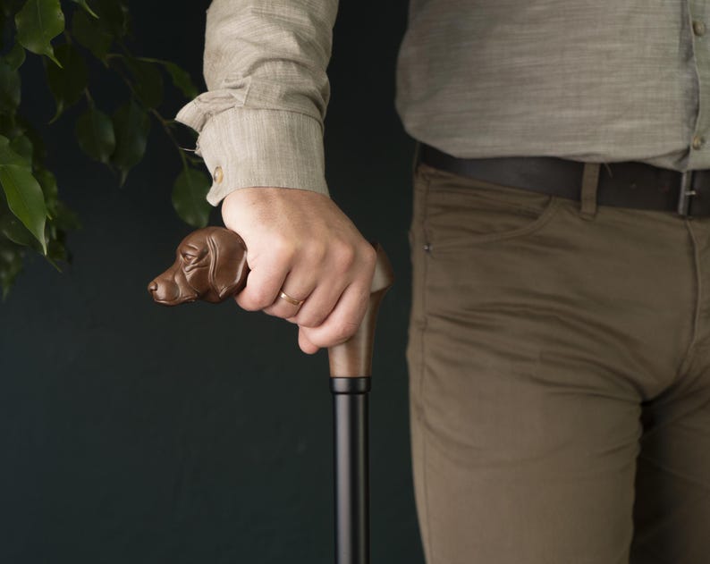 Wooden Walking Cane With Handle Dog, Shepherd Walking Stick for Men ...