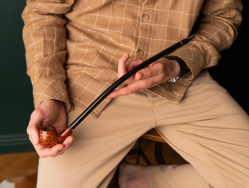Long Stem Tobacco Pipe, Smooth Brown 15 Inch Pipe, Fantasy Wooden Pipe ...