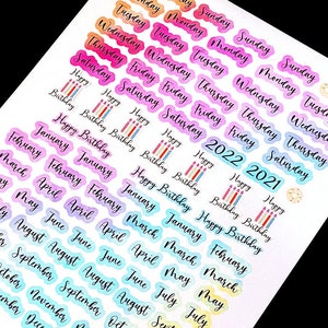 Watercolor Date Weekdays Month Sticker Planner Scheduler Journal ...