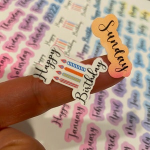 Watercolor Date Weekdays Month Sticker Planner Scheduler Journal ...