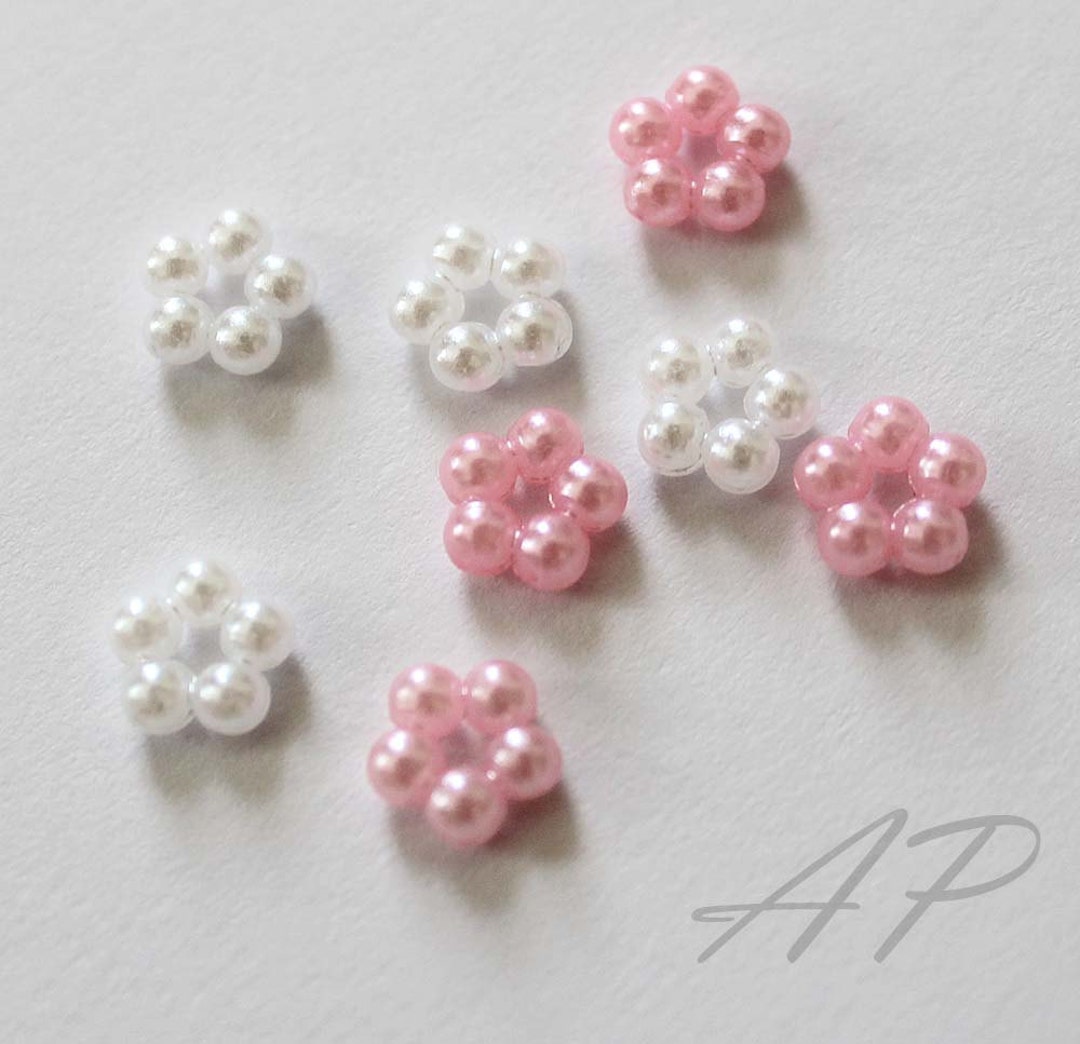 50pc Tiny 7mm Circle Shaped Faux Pearl Ring in White for Accessories ...