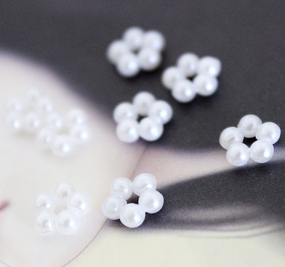 50pc Tiny 7mm Circle Shaped Faux Pearl Ring in White for | Etsy