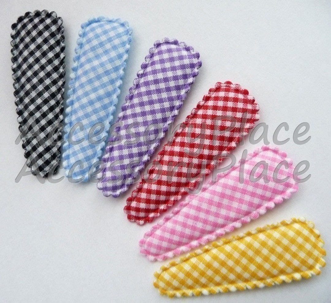 24pcs..55mm Gingham Checked Snap Clip Covers in Black, Blue, Purple ...