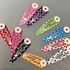 10pc Mixed Polka Dot Snap Clips - 30mm Baby Bows, Pet Grooming - Mini ...
