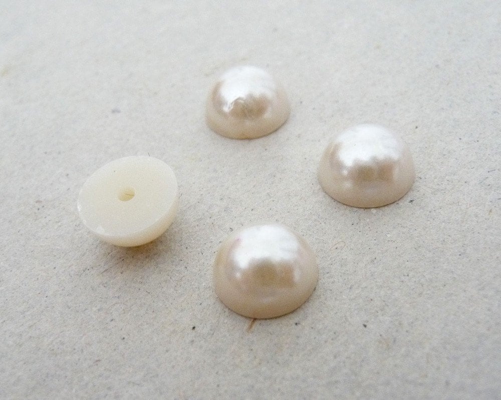 12mm Ivory Cream Half Pearl..flatback..25pcs..for Scrapbooking, Jewelry ...