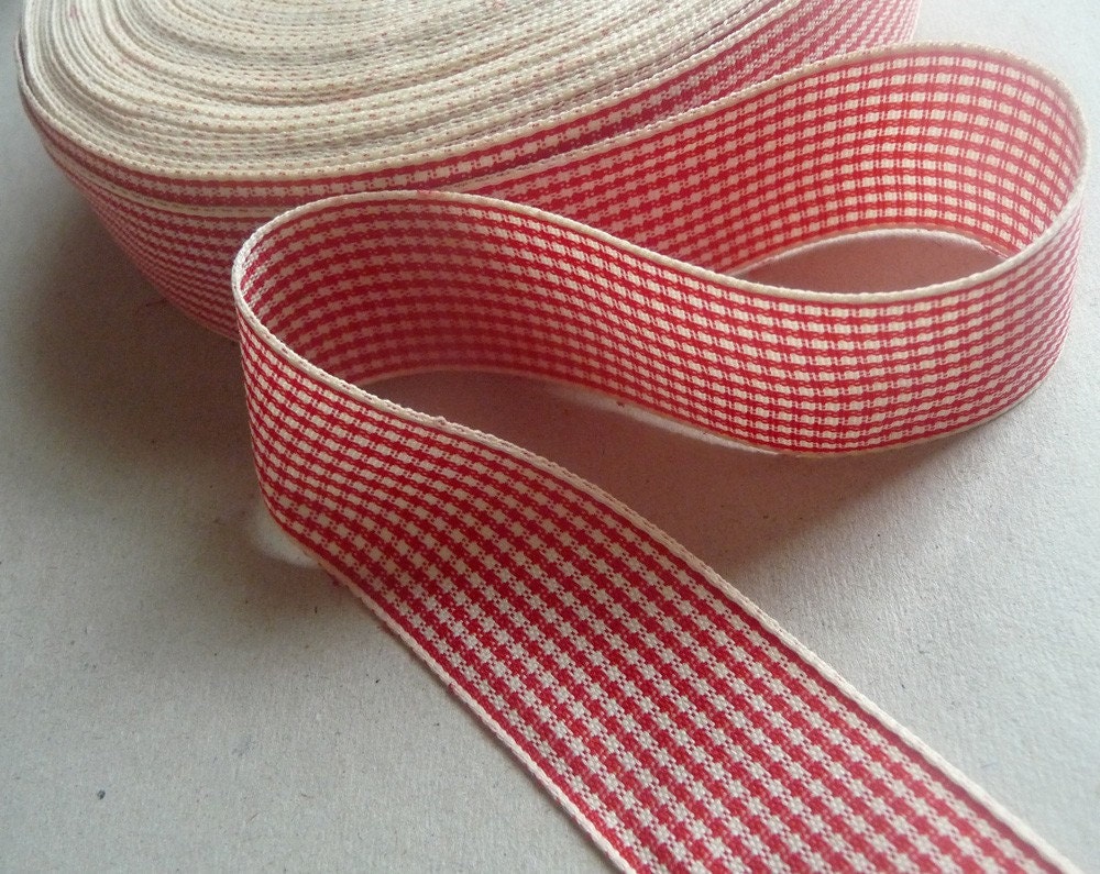 5Yds of 7/8inch 25mm Red and Cream Gingham Plaid Ribbon for | Etsy