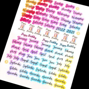 Watercolor Date Weekdays Month Sticker Planner Scheduler Journal ...