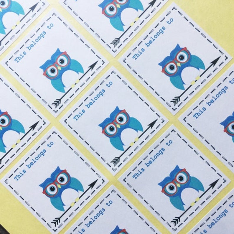 This Book Belongs to Label Sticker With Owl Design 15pc White | Etsy