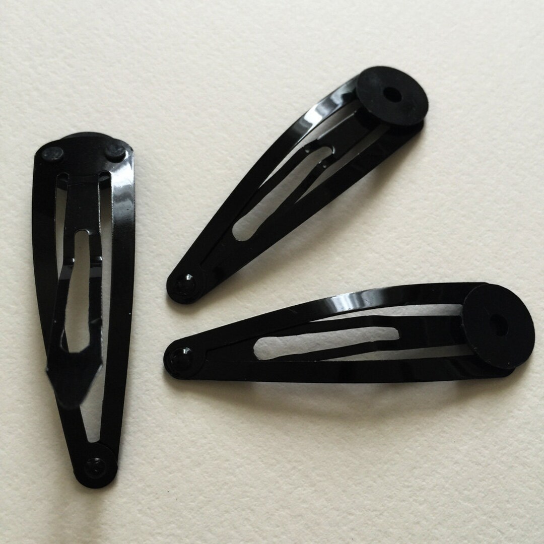 Black Hair Snap Clip With Black Pad Blanks: DIY 50mm Hair Clip Supplies ...