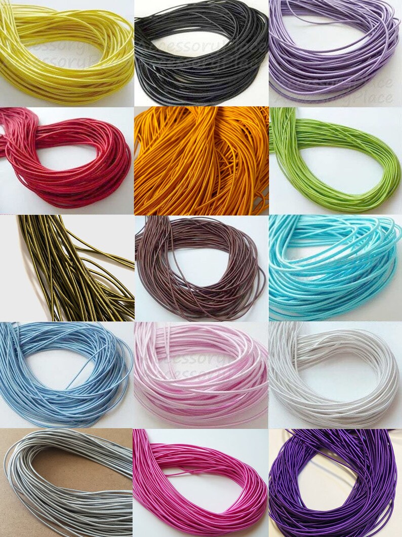 Elastic Sampler Pack, 17 Colors Assortment Set, 16 Yards of 1.8mm Satin ...