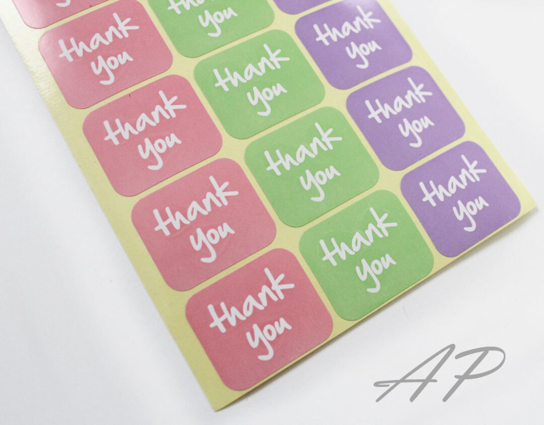 Thank You Sticker 63 Pc in Peach, Green and Purple..3sheets in Pack - Etsy