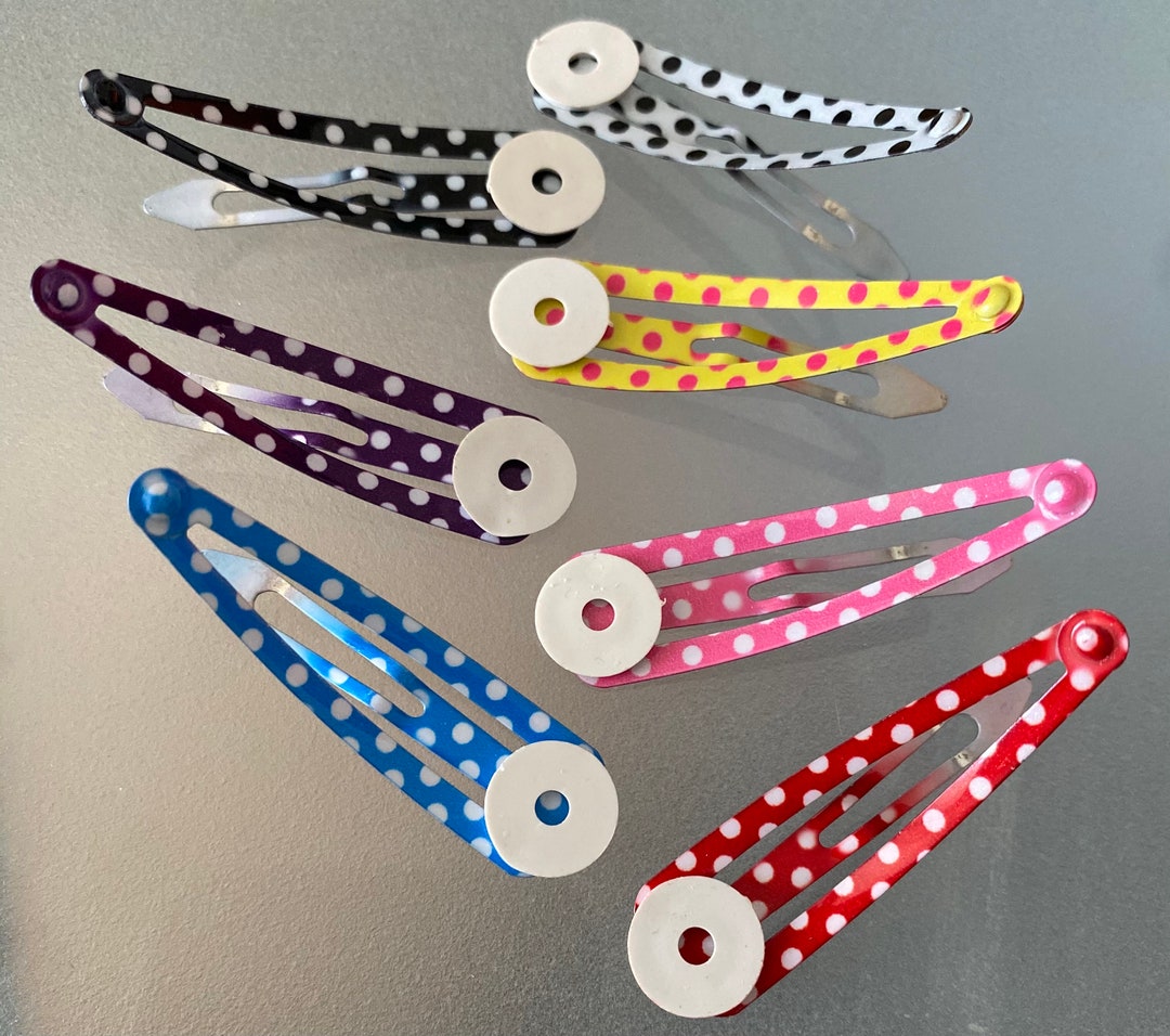 50mm Polka Dot Hair Snap Clips - 2 Inch Patterned Contour Sleep Clips ...