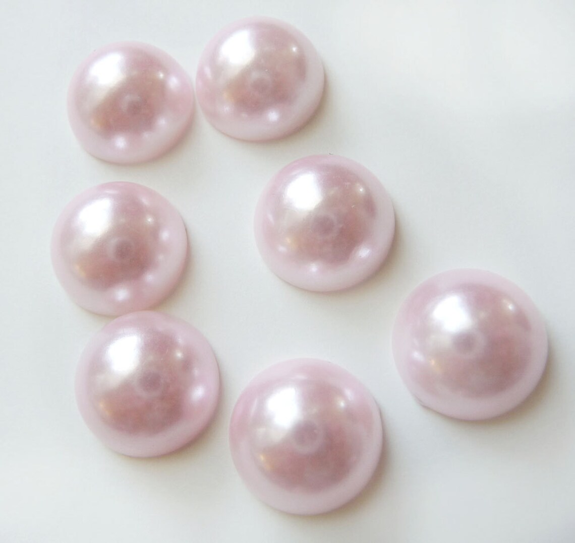 50pcs 12mm Lt Pink Round Dome Shaped Plastic Half Faux Pearl..flatback ...