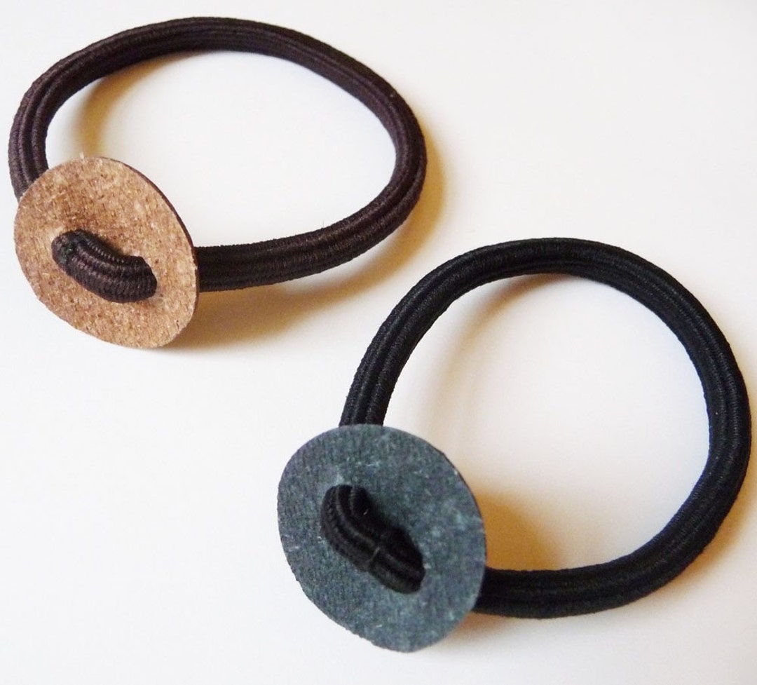 Set of 12pcs Hair Elastic Ring W/ Round Synthetic Leather Base(ponytail ...