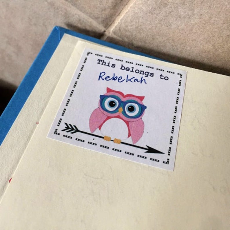 This Book Belongs to Label Sticker With Owl Design 15pc White | Etsy