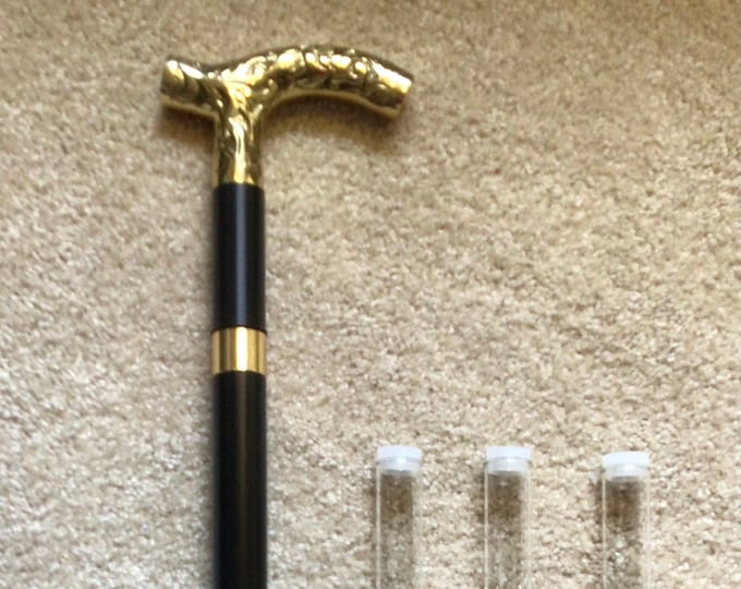 Brandy Bottle Flask Cane W Brass Derby Handle - Etsy