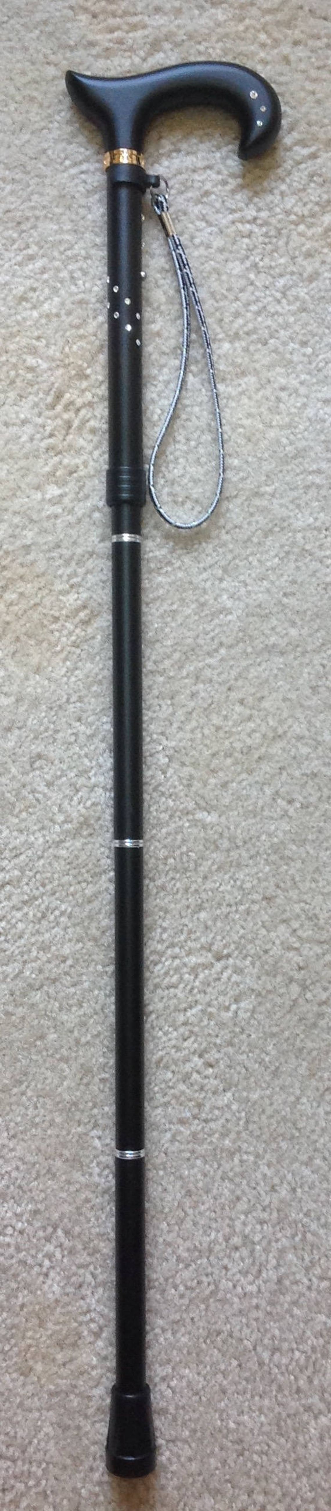 Folding Adjustable Cane Black With Rhinestones - Etsy