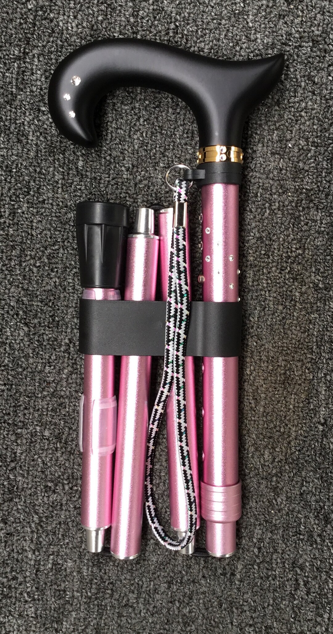 Folding Adjustable Cane- Pink With Swarvoski Crystals - Etsy